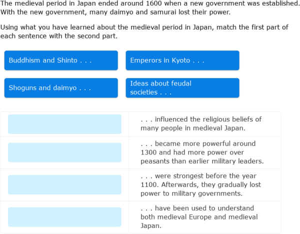 IXL | Medieval Japan | 6th grade social studies