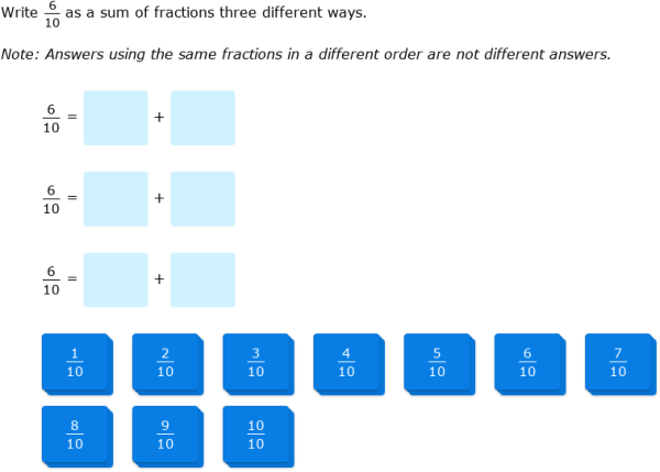 IXL | Decompose fractions multiple ways | 3rd grade math