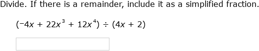 IXL - Divide polynomials using long division (Algebra 1 practice)