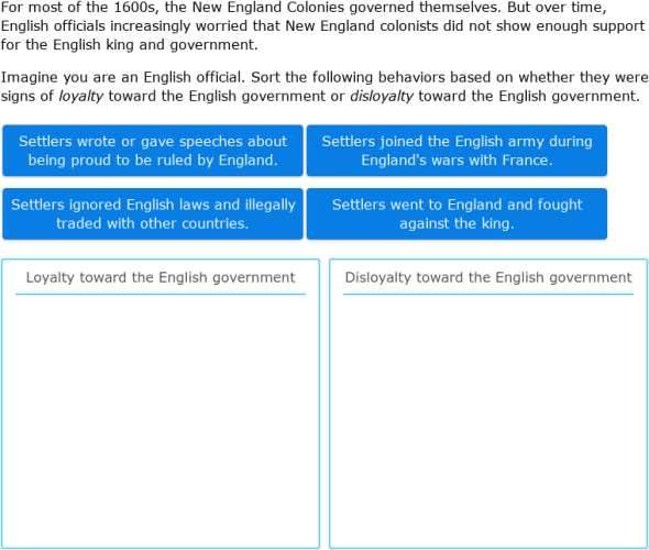 IXL | New England Colonies: founding and government | 8th grade social ...