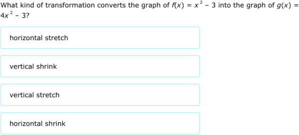 IXL - Describe function transformations (Precalculus practice)