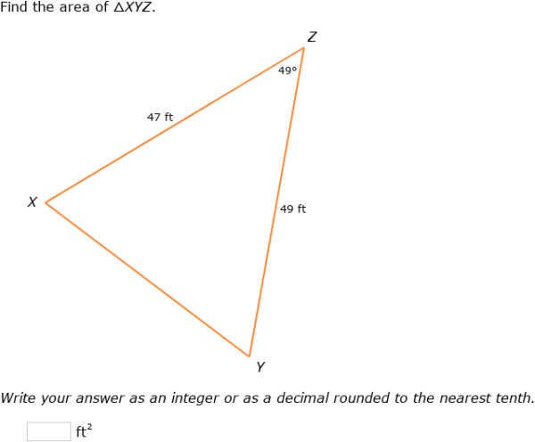 IXL - Area of a triangle: sine formula (Algebra 2 practice)