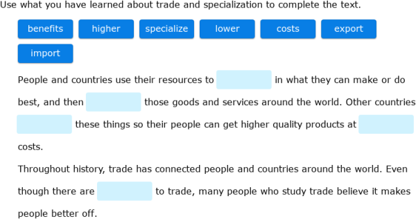 IXL | Trade and specialization | 6th grade social studies