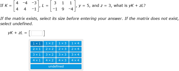 IXL - Add and subtract scalar multiples of matrices (Algebra 2 practice)