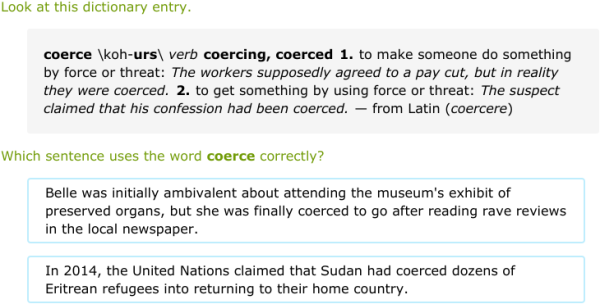 IXL | Use dictionary entries to determine correct usage | 10th grade ...