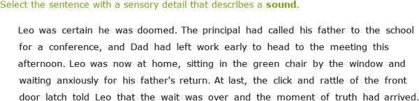 IXL | Identify sensory details | 6th grade language arts