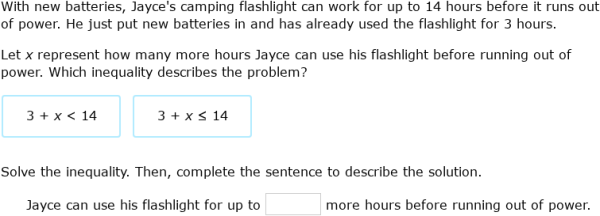 IXL | One-step inequalities: word problems | 6th grade math