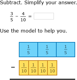 IXL | Subtract fractions with unlike denominators using models | 4th ...