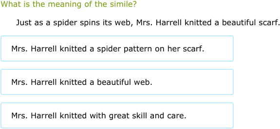 IXL | Determine the meanings of similes | 3rd grade language arts