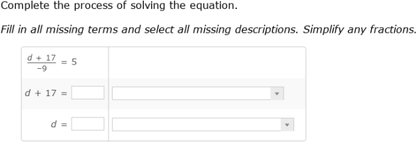 IXL | Solve equations: complete the solution | 7th grade math