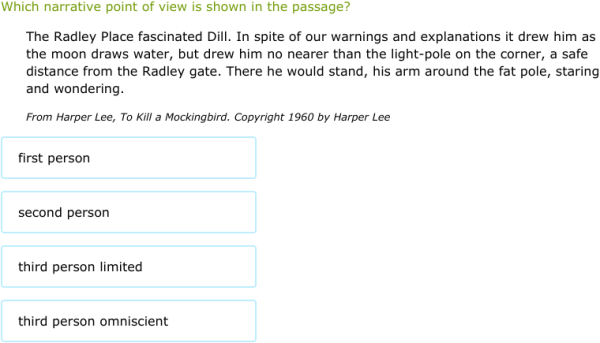 IXL | Identify the narrative point of view | 9th grade language arts