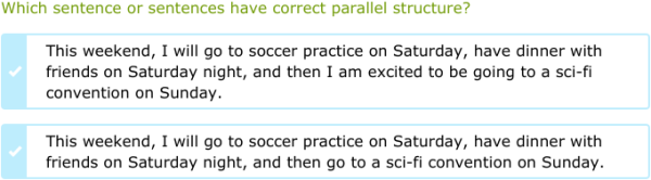 IXL Identify Sentences With Parallel Structure 9th Grade Language Arts