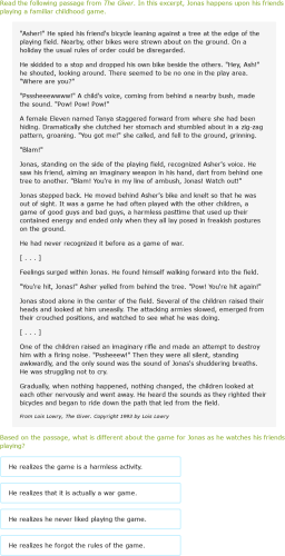 IXL | Analyze passages from The Giver: Part 2 | 8th grade language arts