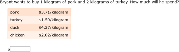 IXL | Unit prices: find the total price | 6th grade math