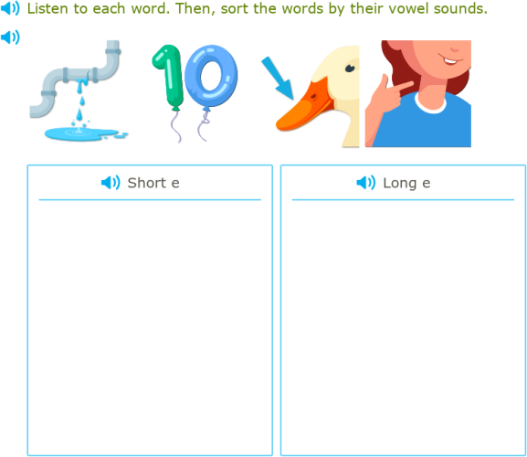 IXL | Sort short and long vowel words | 1st grade language arts