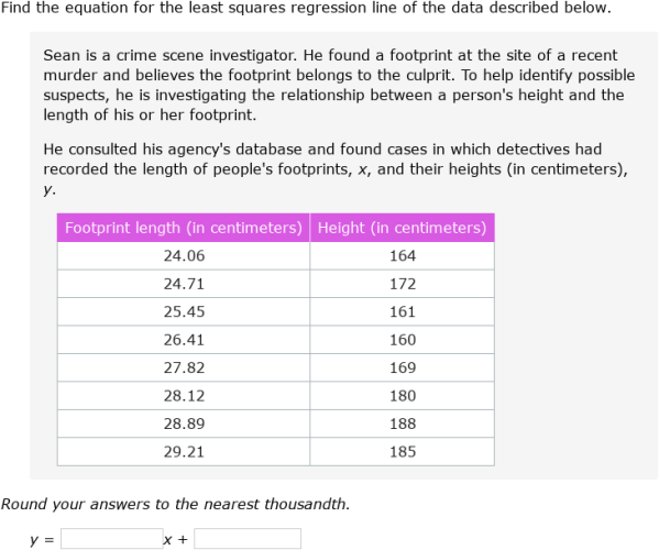IXL - Analyze a regression line of a data set (Algebra 1 practice)