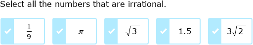 IXL | Checkpoint: Classify real numbers | 8th grade math
