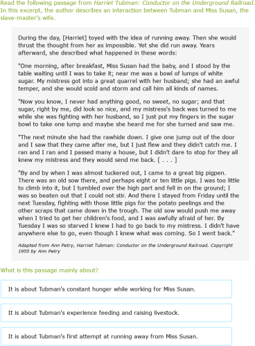 IXL | Analyze passages from Harriet Tubman: Conductor on the ...