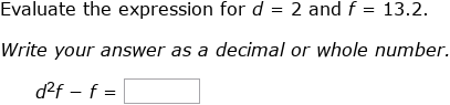 IXL | Evaluate variable expressions involving decimals | 7th grade math