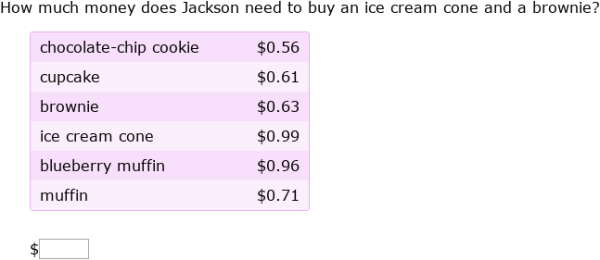 IXL | Price lists: addition and subtraction | 5th grade math