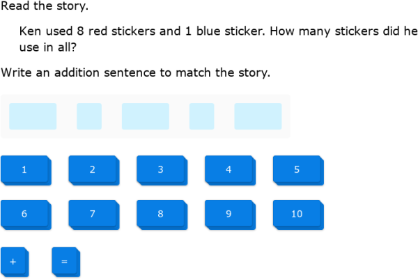 IXL | Addition sentences for word problems - sums up to 10 | 1st grade math