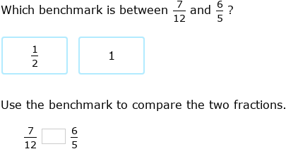 IXL | Compare fractions: identify the benchmark | 4th grade math