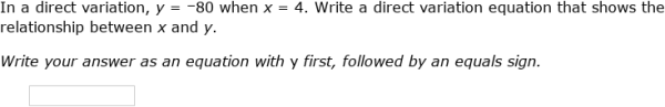 IXL - Write direct variation equations (Algebra 1 practice)