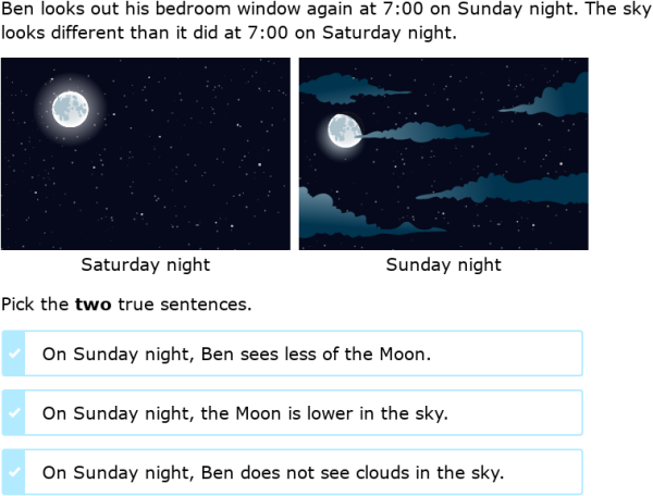 IXL | The night sky | Kindergarten science