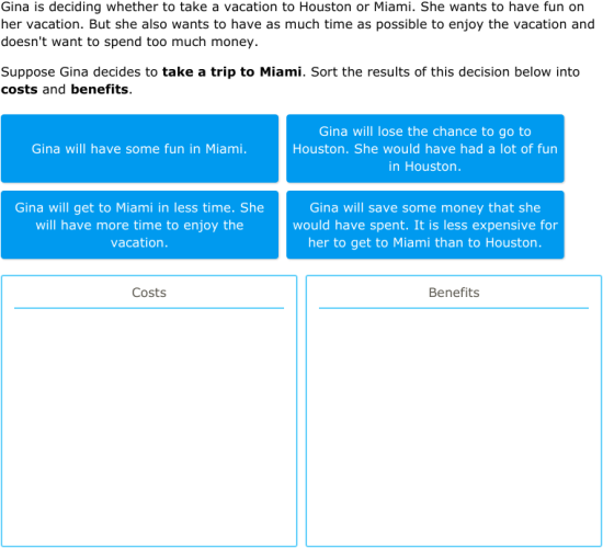 IXL | Costs and benefits | 4th grade social studies