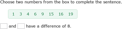 IXL | Choose numbers with a particular sum or difference | 3rd grade math