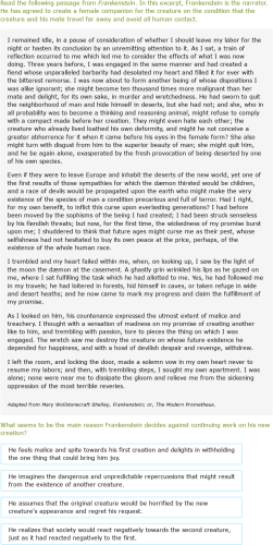 IXL | Analyze passages from Frankenstein: Part 2 | 12th grade language arts