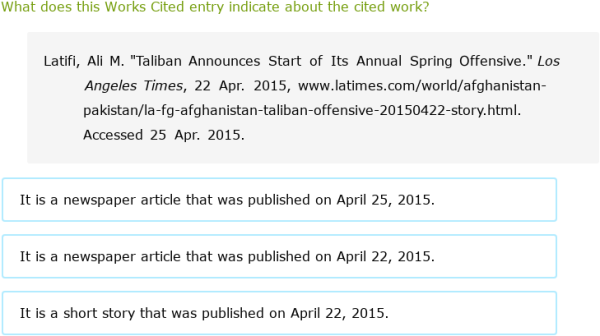 IXL | Understand a Works Cited entry (MLA 8th–9th editions) | 10th ...