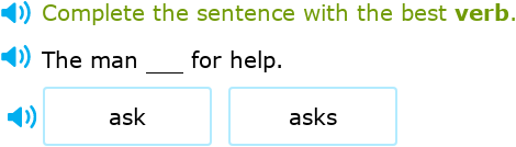 IXL | Complete the sentence with the best verb | Kindergarten language arts