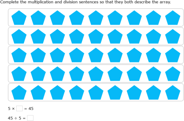 IXL | Relate multiplication and division for arrays | 5th grade math