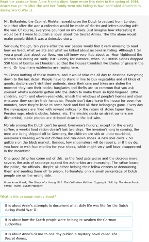 IXL | Analyze passages from Anne Frank: The Diary of a Young Girl: Part ...