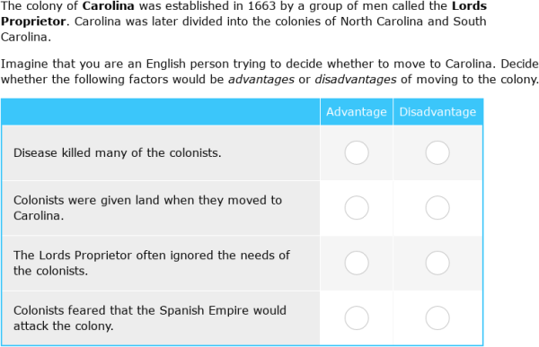 IXL | Southern Colonies: founding and government | 7th grade social studies