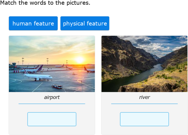 IXL | Identify human and physical features | 1st grade social studies