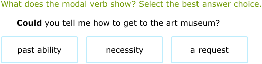 IXL | What does the modal verb show? | 5th grade language arts