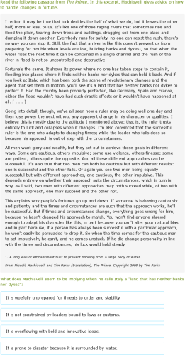 IXL | Analyze passages from The Prince: Part 2 | 11th grade language arts