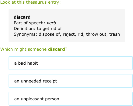 IXL | Use thesaurus entries | 6th grade language arts