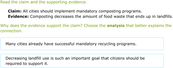 IXL | Choose the analysis that logically connects the evidence to the ...