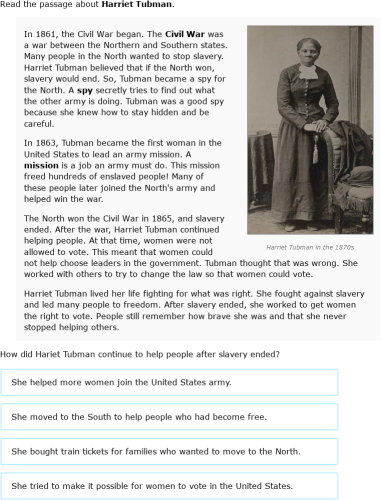 IXL | Harriet Tubman | 3rd grade social studies