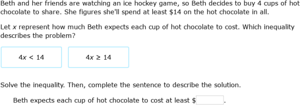IXL | One-step inequalities: word problems | 8th grade math