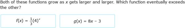 IXL - Compare linear and exponential growth (Algebra 2 practice)