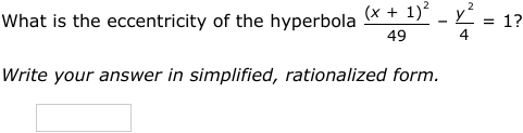 IXL - Find the eccentricity of a hyperbola (Precalculus practice)