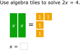 IXL - Model and solve equations using algebra tiles (Algebra 1 practice)