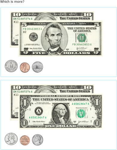 IXL | Which picture shows more - up to $10 bills | 2nd grade math