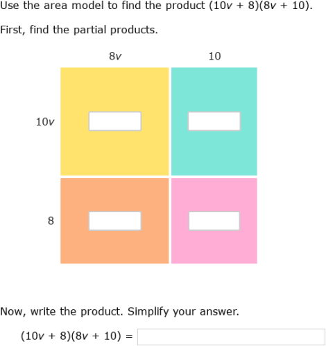IXL - Multiply polynomials using area models (Algebra 2 practice)