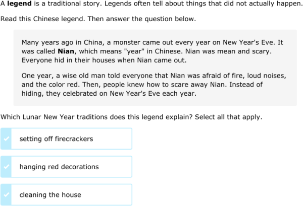IXL | Lunar New Year | 2nd grade social studies