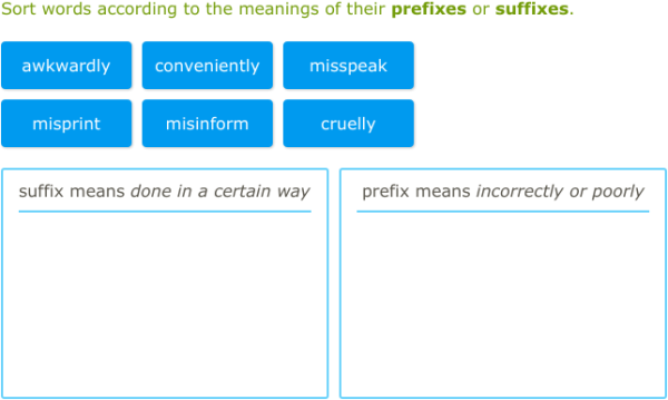 IXL | Sort words with shared prefixes and suffixes by meaning | 4th ...